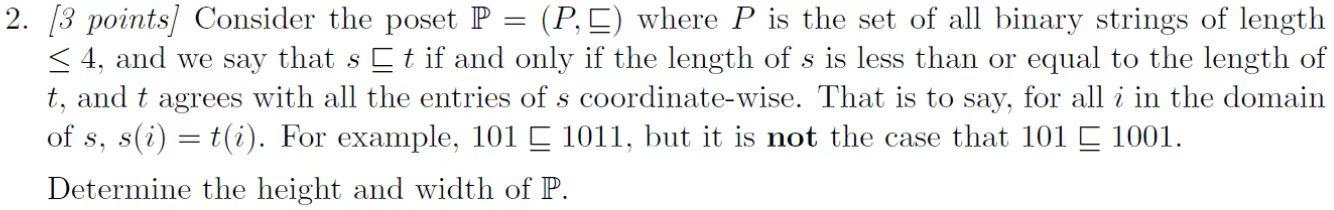 Solved 2. [3 points] Consider the poset P = (P, E) where P | Chegg.com