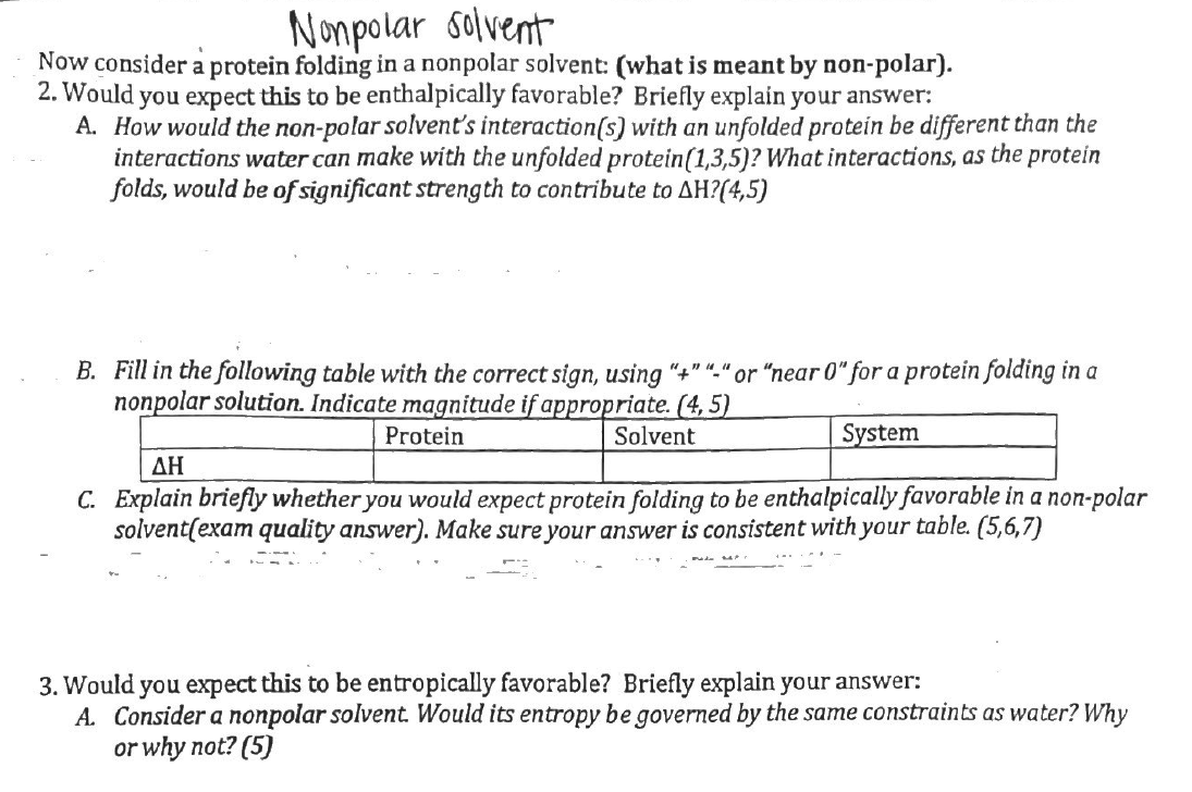 Solved Nonpolar solvent Now consider a protein folding in a | Chegg.com