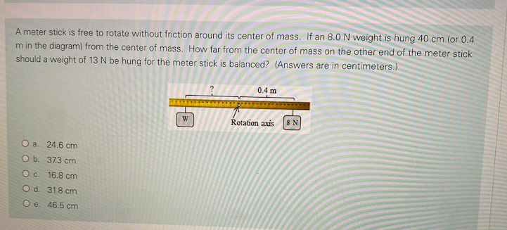 Solved A meter stick is free to rotate without friction | Chegg.com