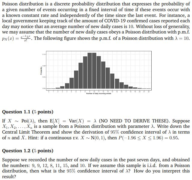 Solved Poisson distribution is a discrete probability | Chegg.com