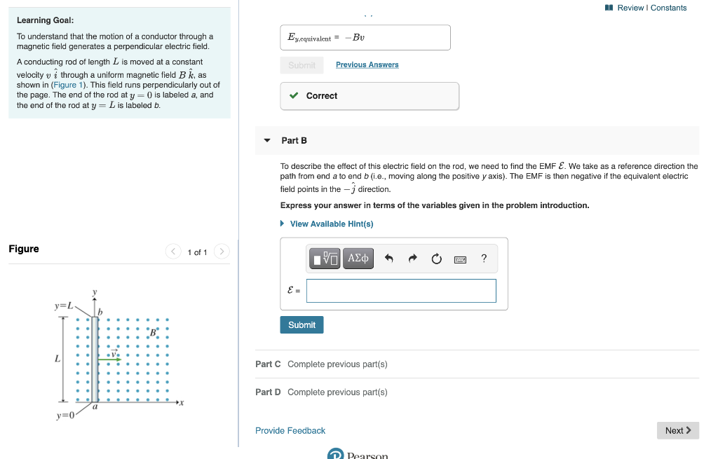 Solved A Review Constants Ey.equivalent = -Bv Learning Goal: | Chegg.com