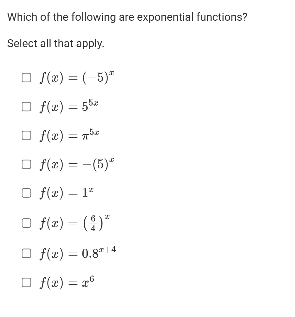 Solved Which of the following are exponential | Chegg.com