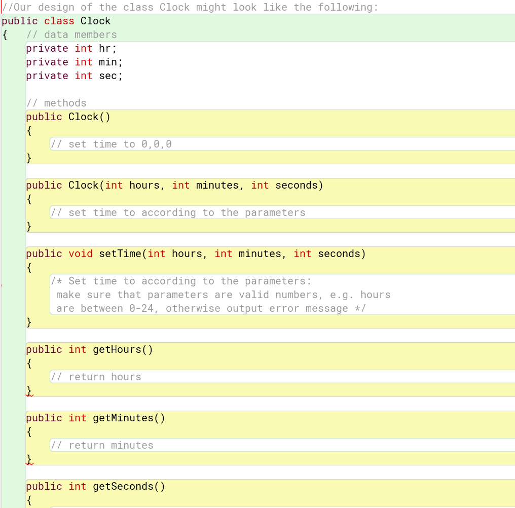 Solved //return seconds \}. public void printTime() \{ // | Chegg.com