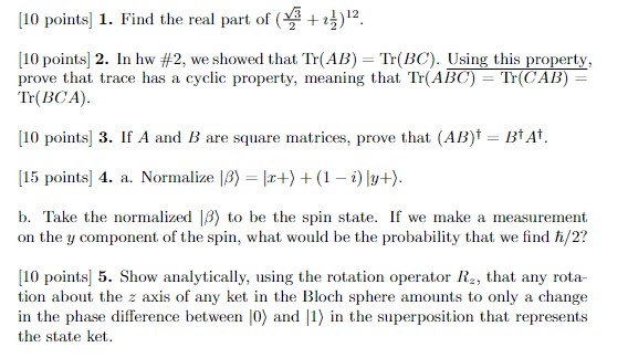 Solved [10 points] 1. Find the real part of (23+ 21)12. [10 | Chegg.com