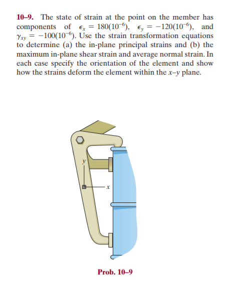 Solved 10-9. The state of strain at the point on the member | Chegg.com