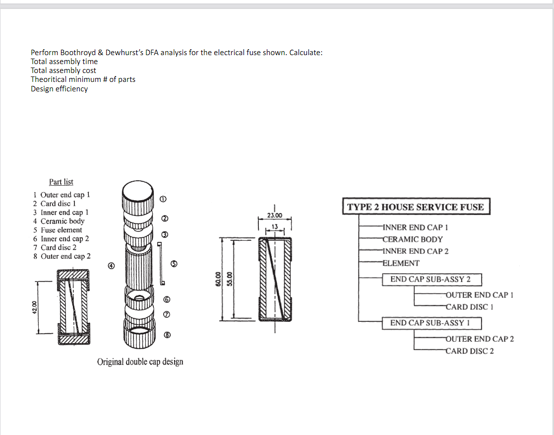 Perform Boothroyd & Dewhurst's DFA analysis for the | Chegg.com
