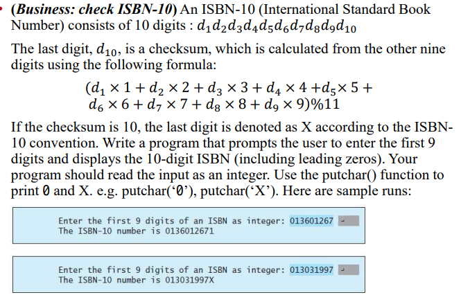 Solved · (Business: check ISBN-10) An ISBN-10 (International | Chegg.com