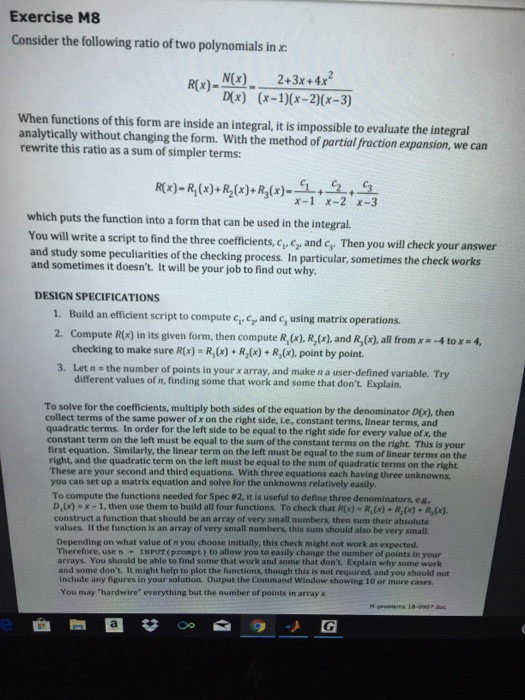 Solved Exercise M8 Consider the following ratio of two | Chegg.com