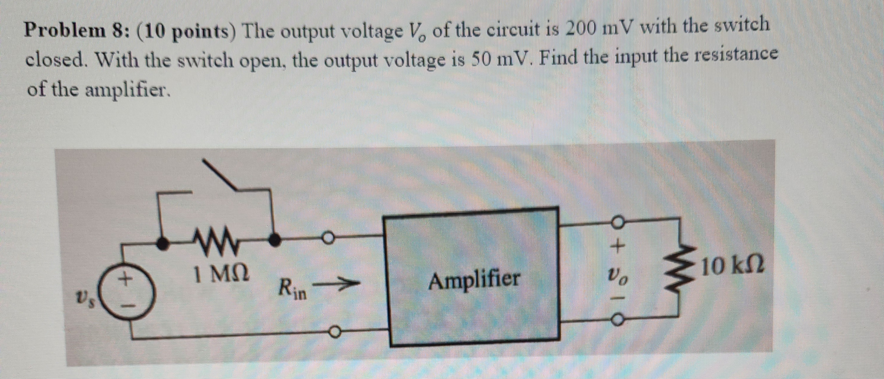 Solved Problem 8: (10 points) The output voltage V_(o) of | Chegg.com