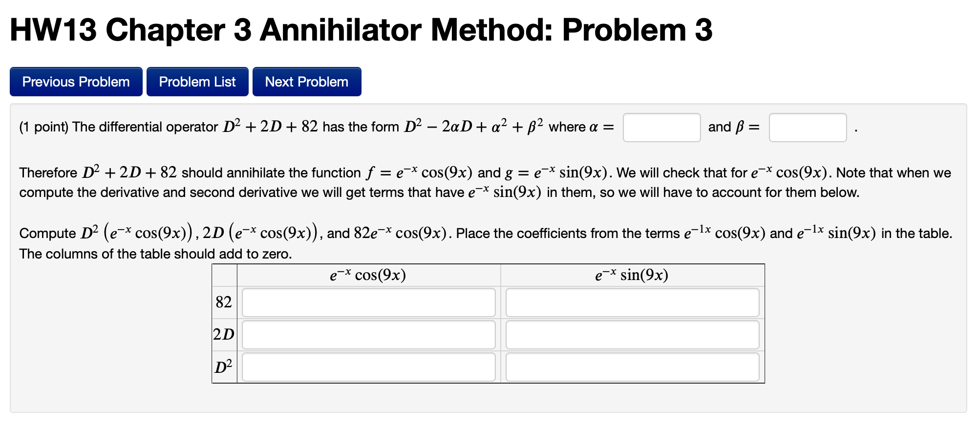Solved HW13 Chapter 3 Annihilator Method: Problem 3 (1 | Chegg.com