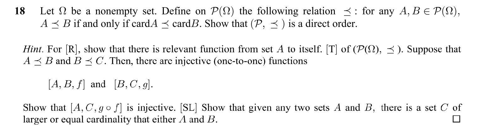 Solved 18 Let 12 be a nonempty set. Define on P(12) the | Chegg.com