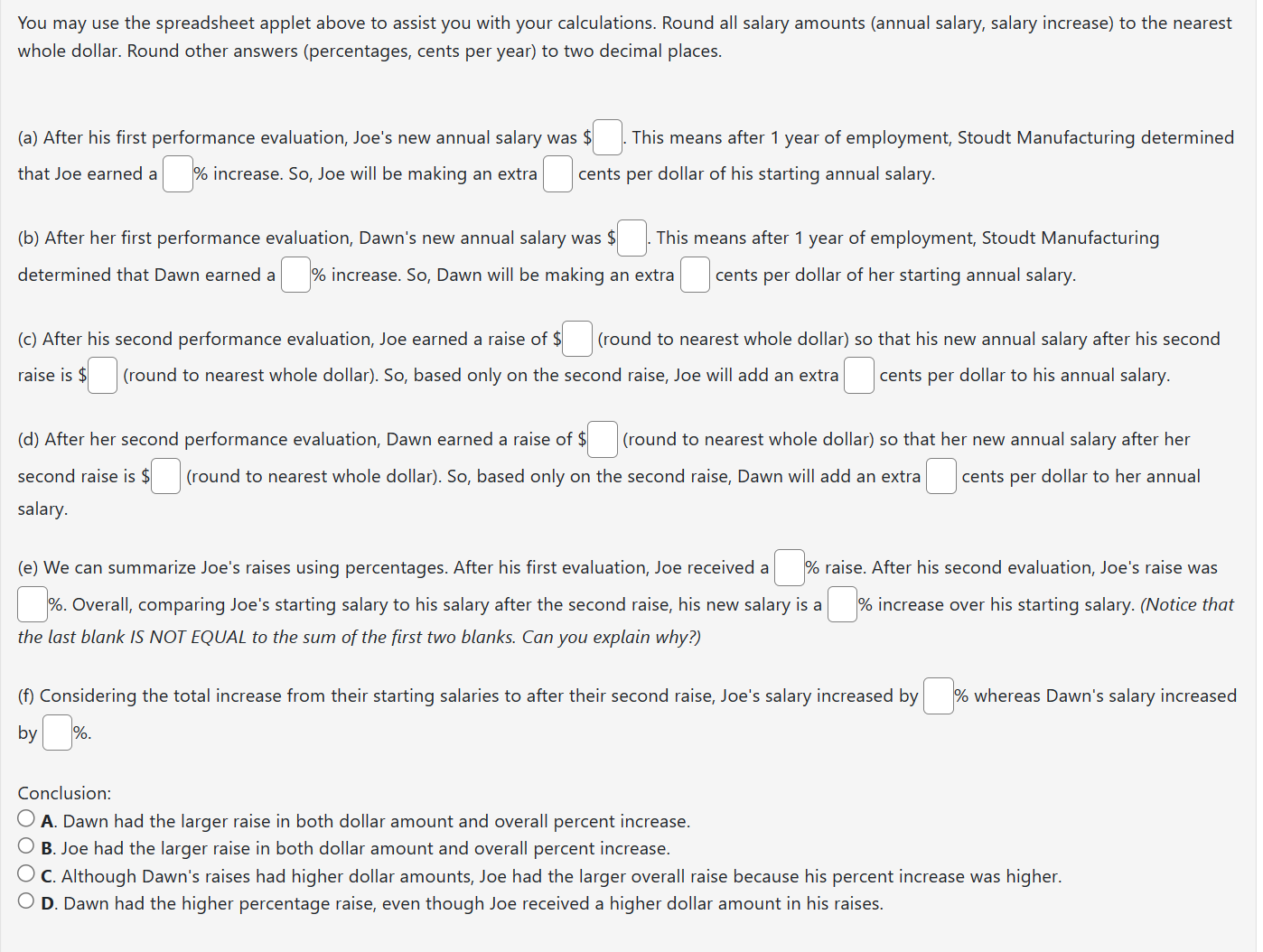 Solved Joe and Dawn were both hired by Stoudt Manufacturing | Chegg.com