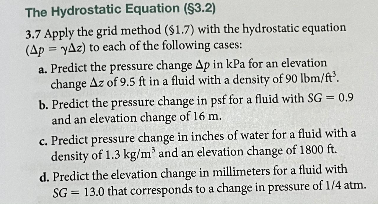 Solved The Hydrostatic Equation (83.2) 3.7 Apply the grid | Chegg.com
