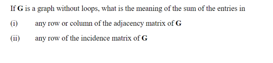 Solved If G is a graph without loops, what is the meaning of | Chegg.com