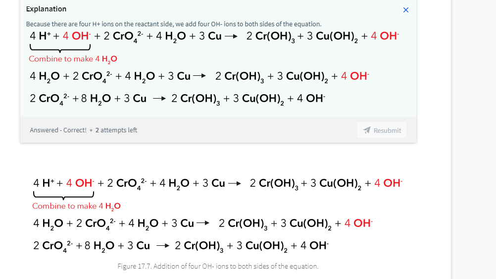 Solved Figure 17.7. Addition of four OH- ions to both sides | Chegg.com