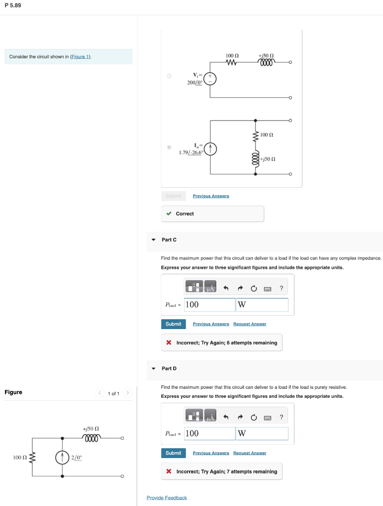 Solved Consider the circuit shown in (Eigure 1). Part C Find | Chegg.com