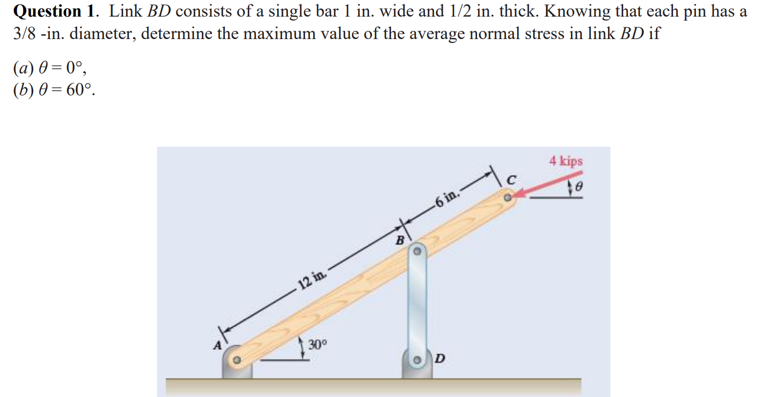 Solved Question 1. ﻿Link BD ﻿consists of a single bar 1in. | Chegg.com