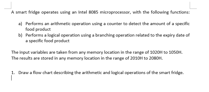 Solved A smart fridge operates using an Intel 8085 | Chegg.com