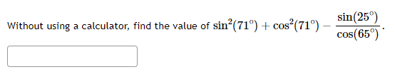 Solved Without using a calculator, find the value of | Chegg.com