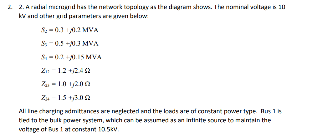 Solved 2. A radial microgrid has the network topology as the | Chegg.com