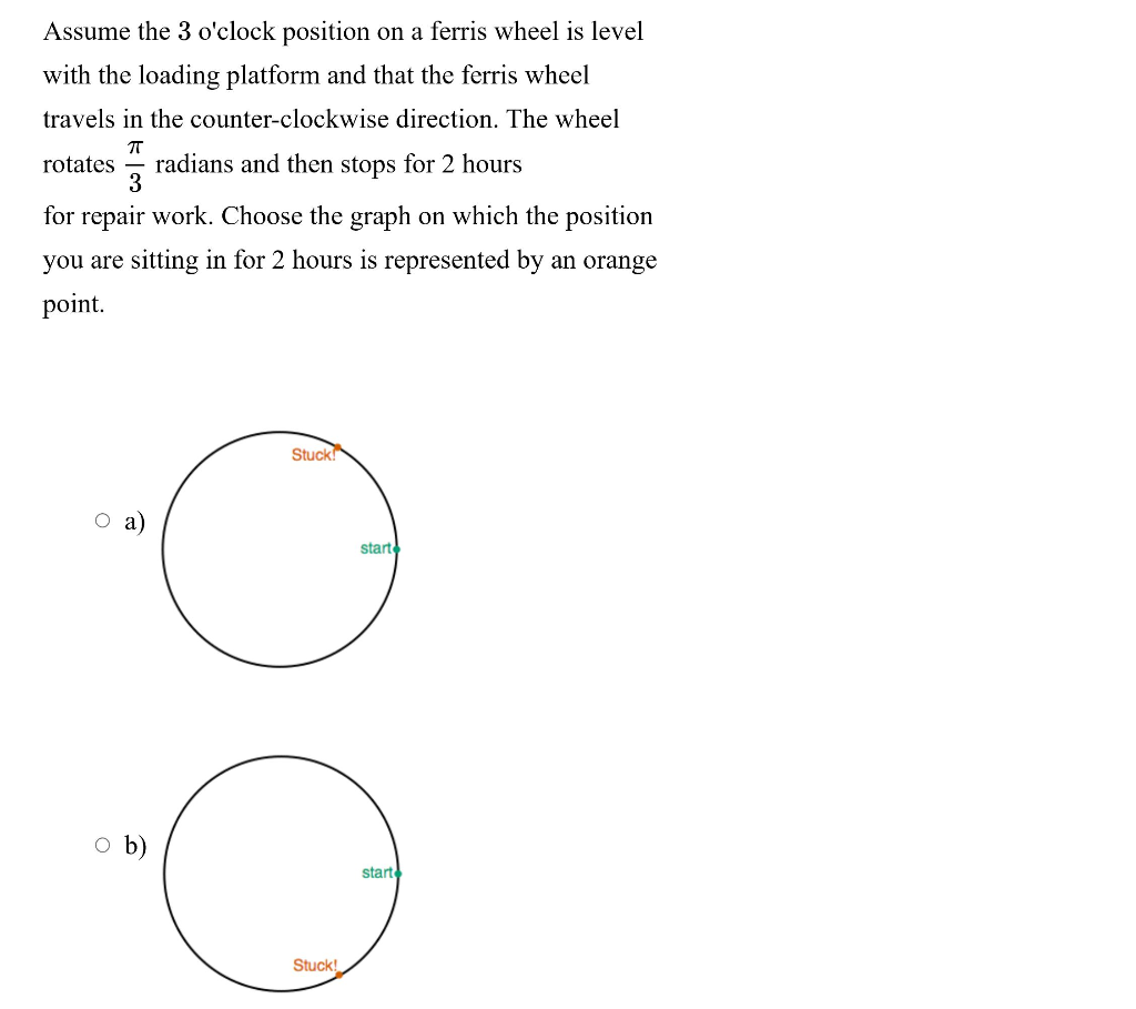 Solved Assume the 3 o'clock position on a ferris wheel is | Chegg.com