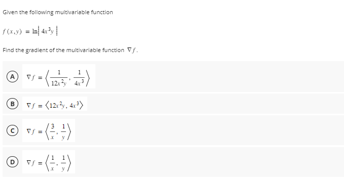 Solved Given the following multivariable function | Chegg.com