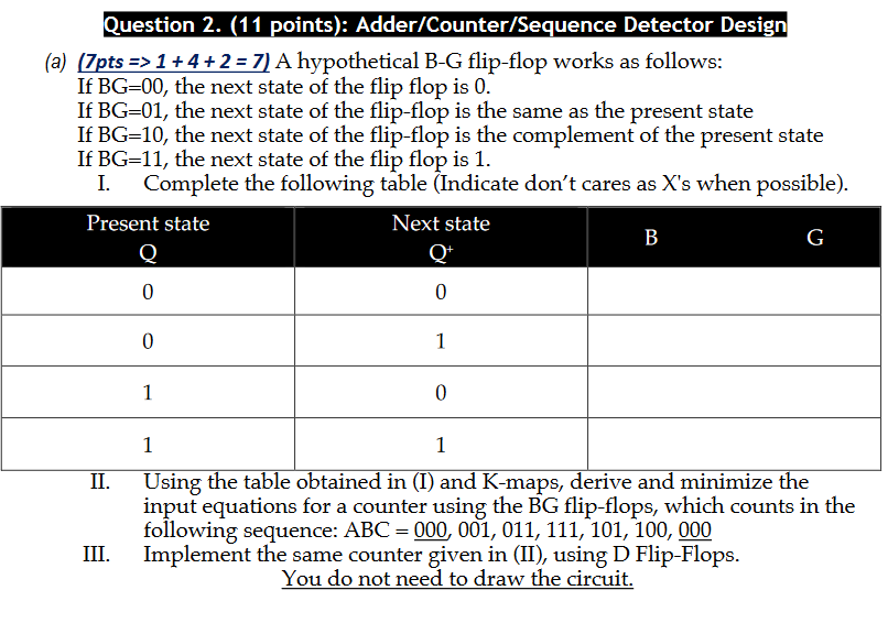 Solved Question 2. (11 points): Adder/Counter/Sequence | Chegg.com