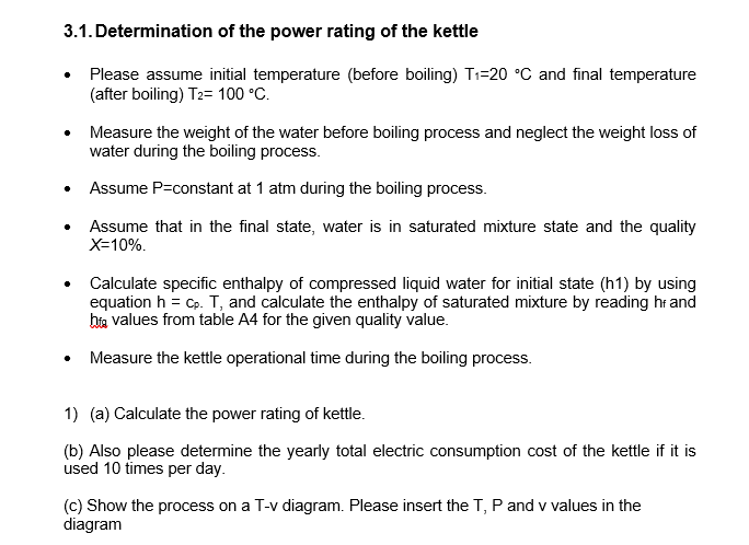 3.1. Determination of the power rating of the kettle | Chegg.com