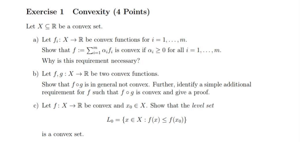 Solved Exercise 1 Convexity (4 Points) Let X CR be a convex | Chegg.com