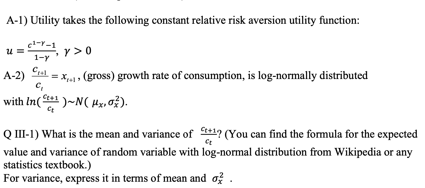 Solved A-1) Utility takes the following constant relative | Chegg.com