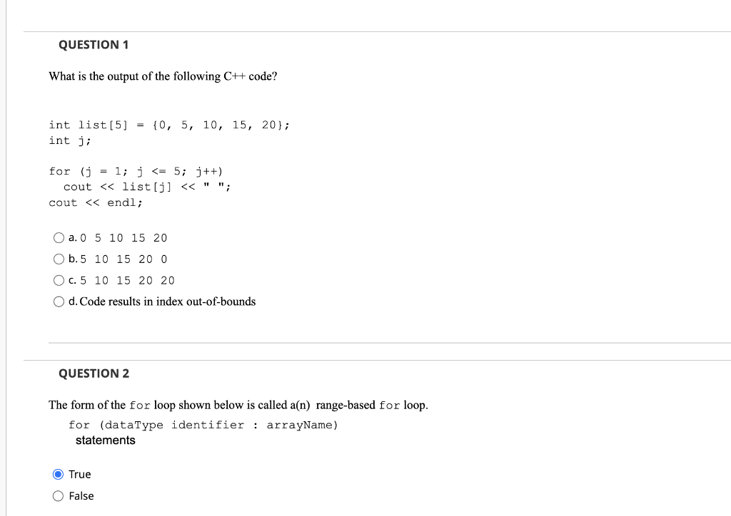Solved QUESTION 1 What is the output of the following C++ | Chegg.com