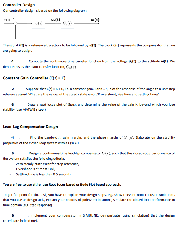 Solved Controller Design Our controller design is based on | Chegg.com