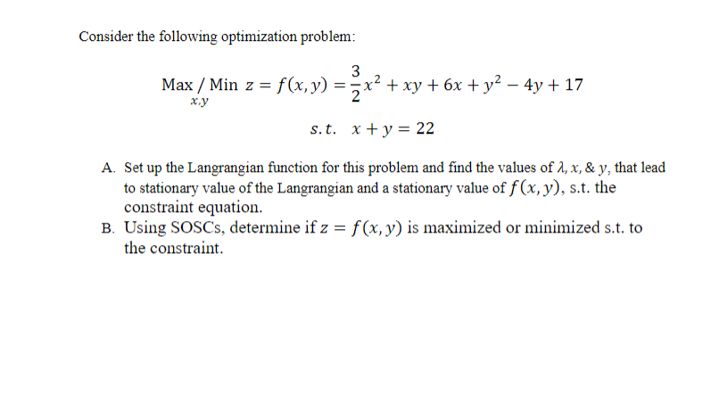 Solved Consider the following optimization problem: | Chegg.com