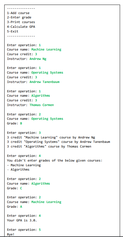 Solved Write a class called Course with the following | Chegg.com