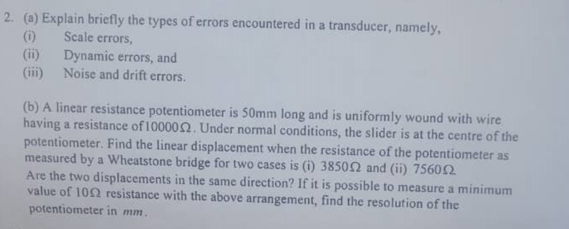Solved 2. (a) Explain briefly the types of errors | Chegg.com