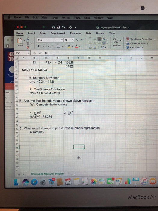Solved Excel File Edit View Insert Format Tools Window Data | Chegg.com