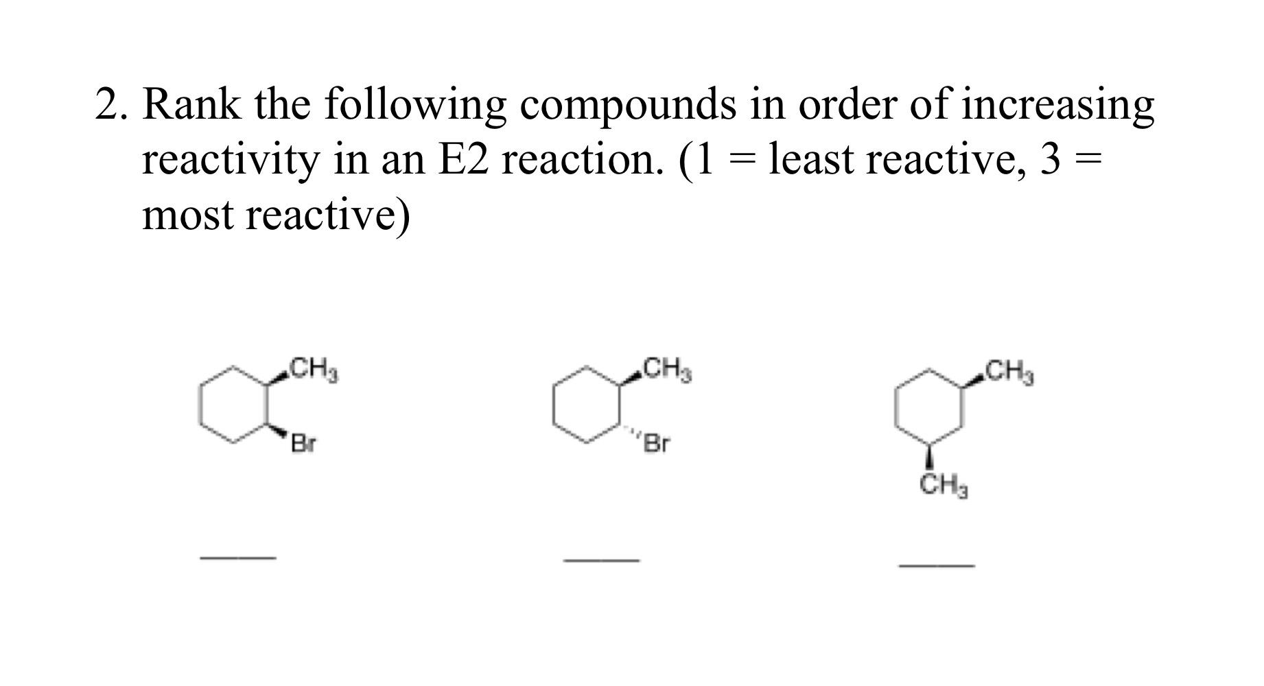 Solved 2 Rank The Following Compounds In Order Of
