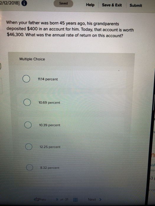 Solved 212/20181 Saved Help Save & Exit Submit When your | Chegg.com