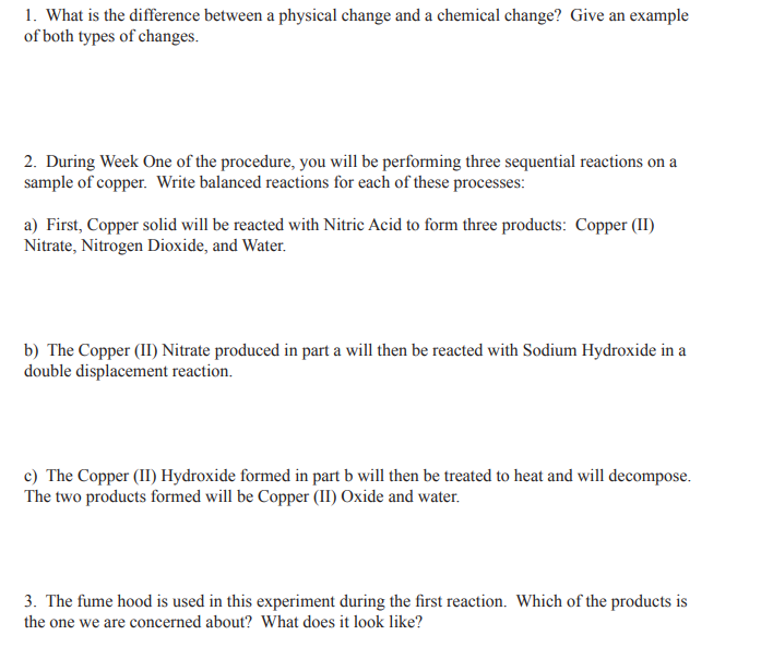 Solved 1. What is the difference between a physical change | Chegg.com