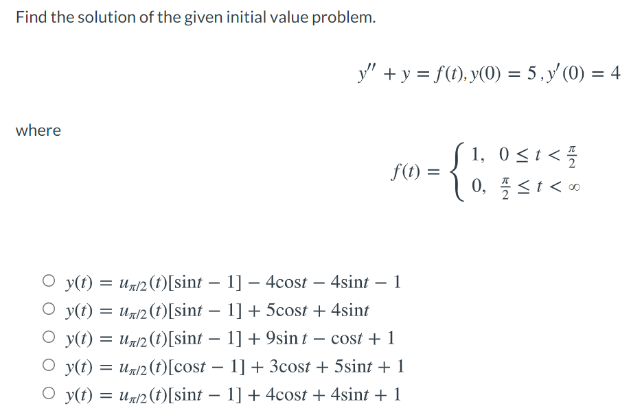 Solved Find the solution of the given initial value problem. | Chegg.com