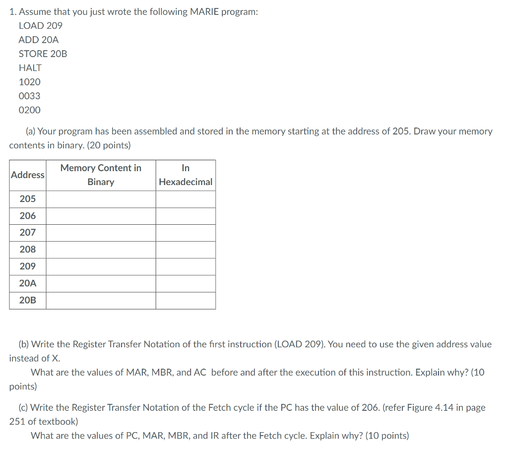 Solved 1. Assume that you just wrote the following MARIE | Chegg.com