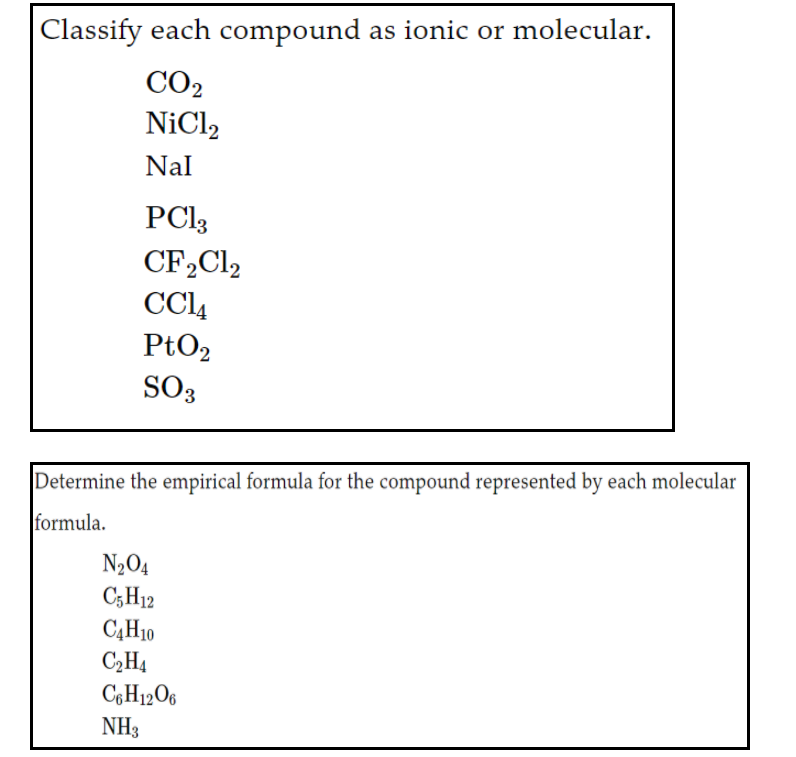 Solved Classify each compound as ionic or molecular. CO2 | Chegg.com
