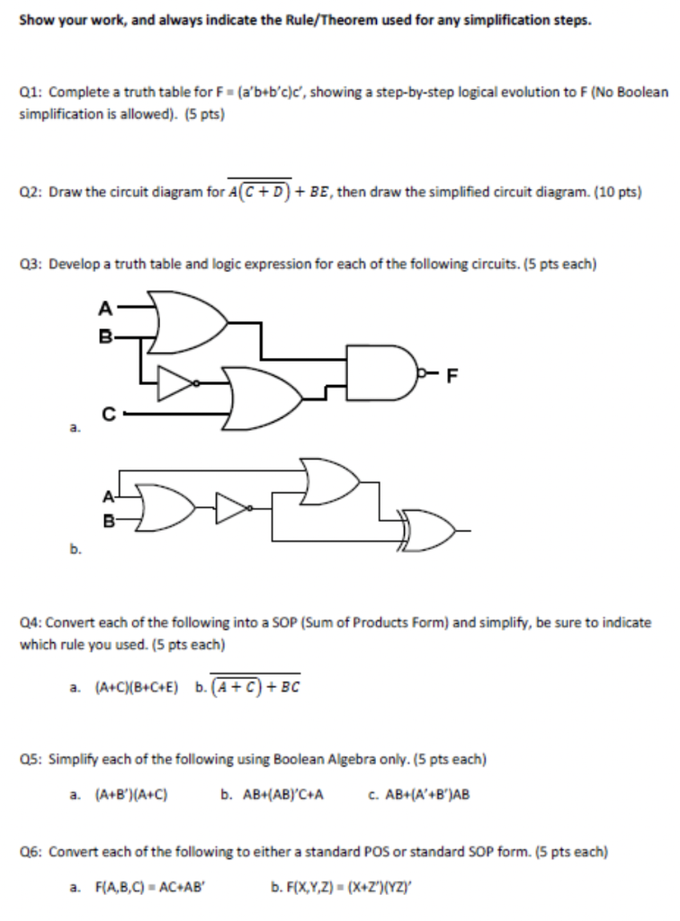 Solved Show your work, and always indicate the Rule/Theorem | Chegg.com
