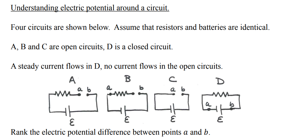Solved Understanding electric potential around a circuit. | Chegg.com