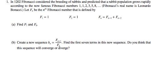 Solved 1. In 1202 Fibonacci considered the breeding of | Chegg.com