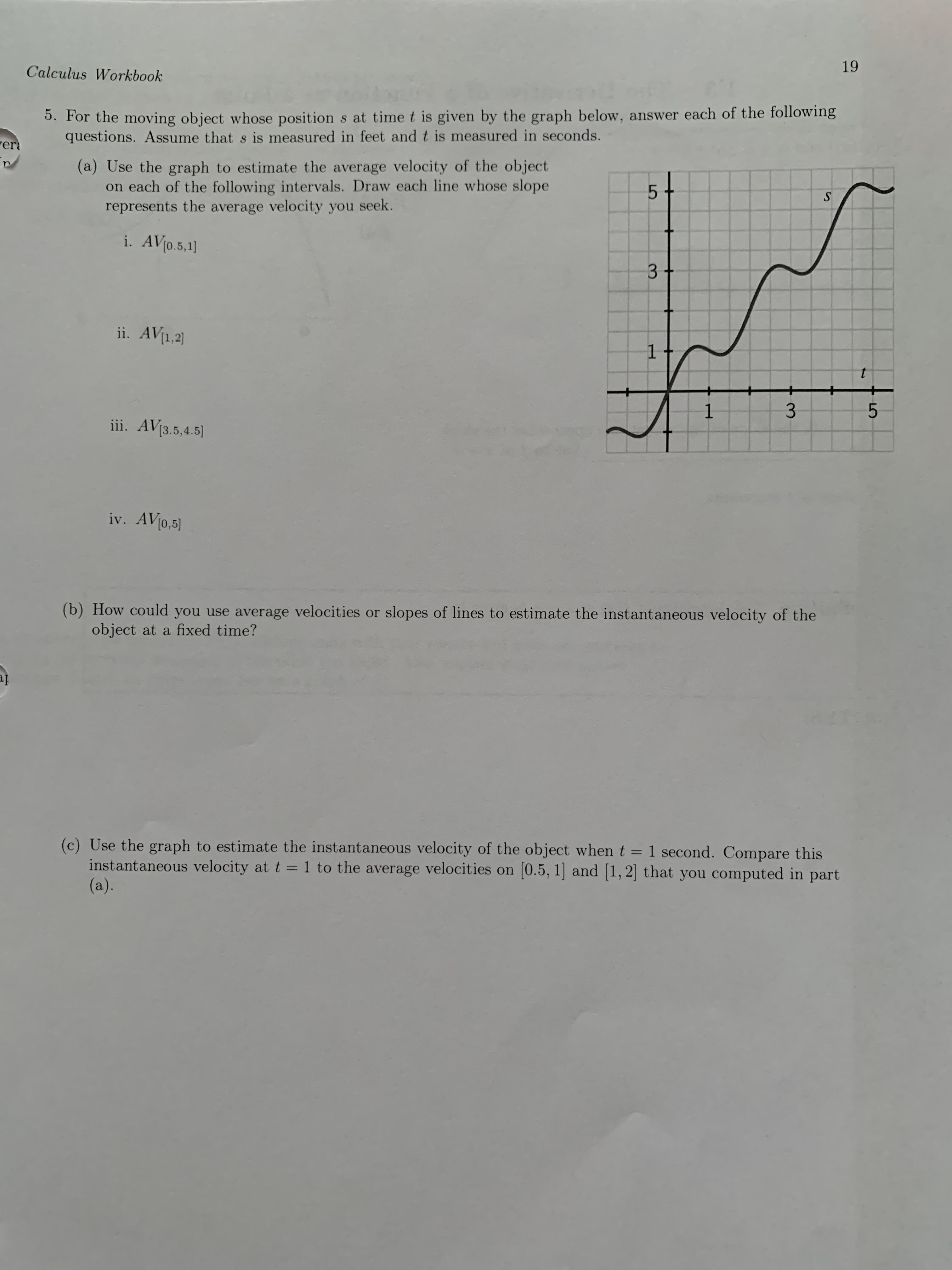 Solved Calculus Workbook 19 5. For the moving object whose | Chegg.com