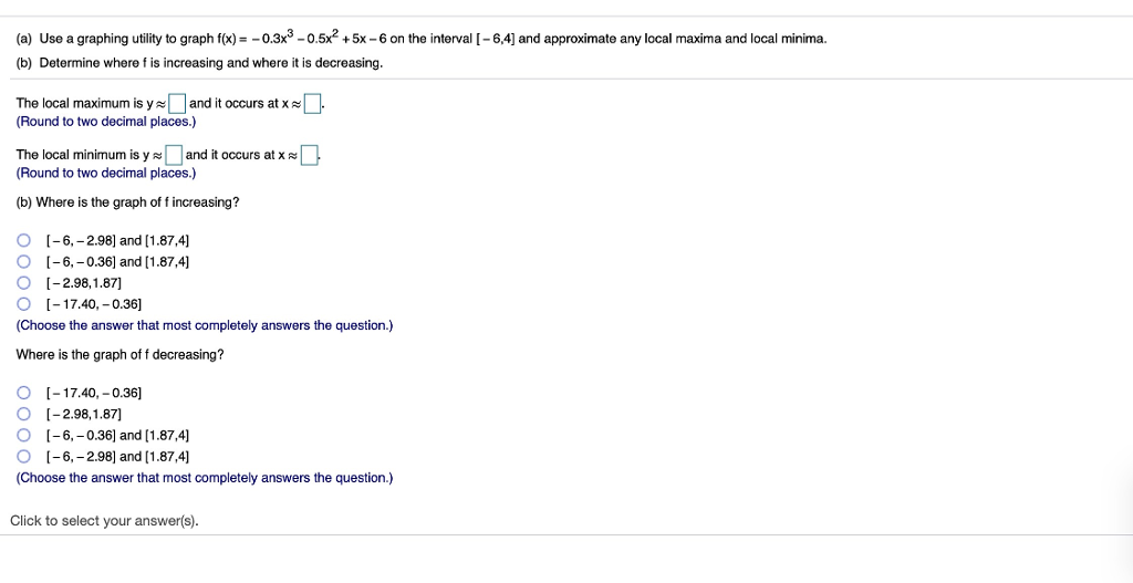 Solved a) Use a graphing utility to graph f(x)--0.3x3-0.5 2 | Chegg.com