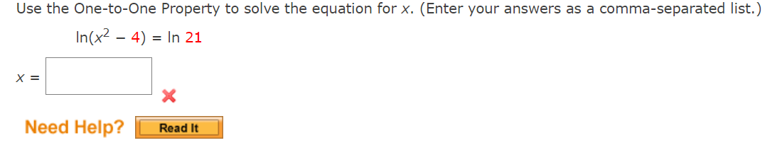 Solved Use the One-to-One Property to solve the equation for | Chegg.com