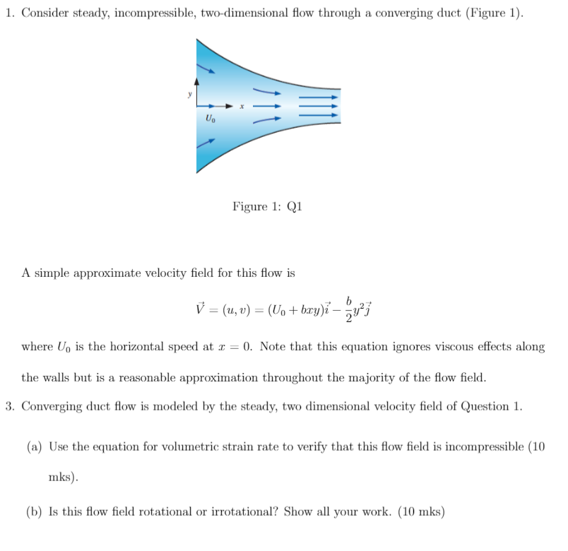 Solved 1. Consider steady, incompressible, two-dimensional | Chegg.com