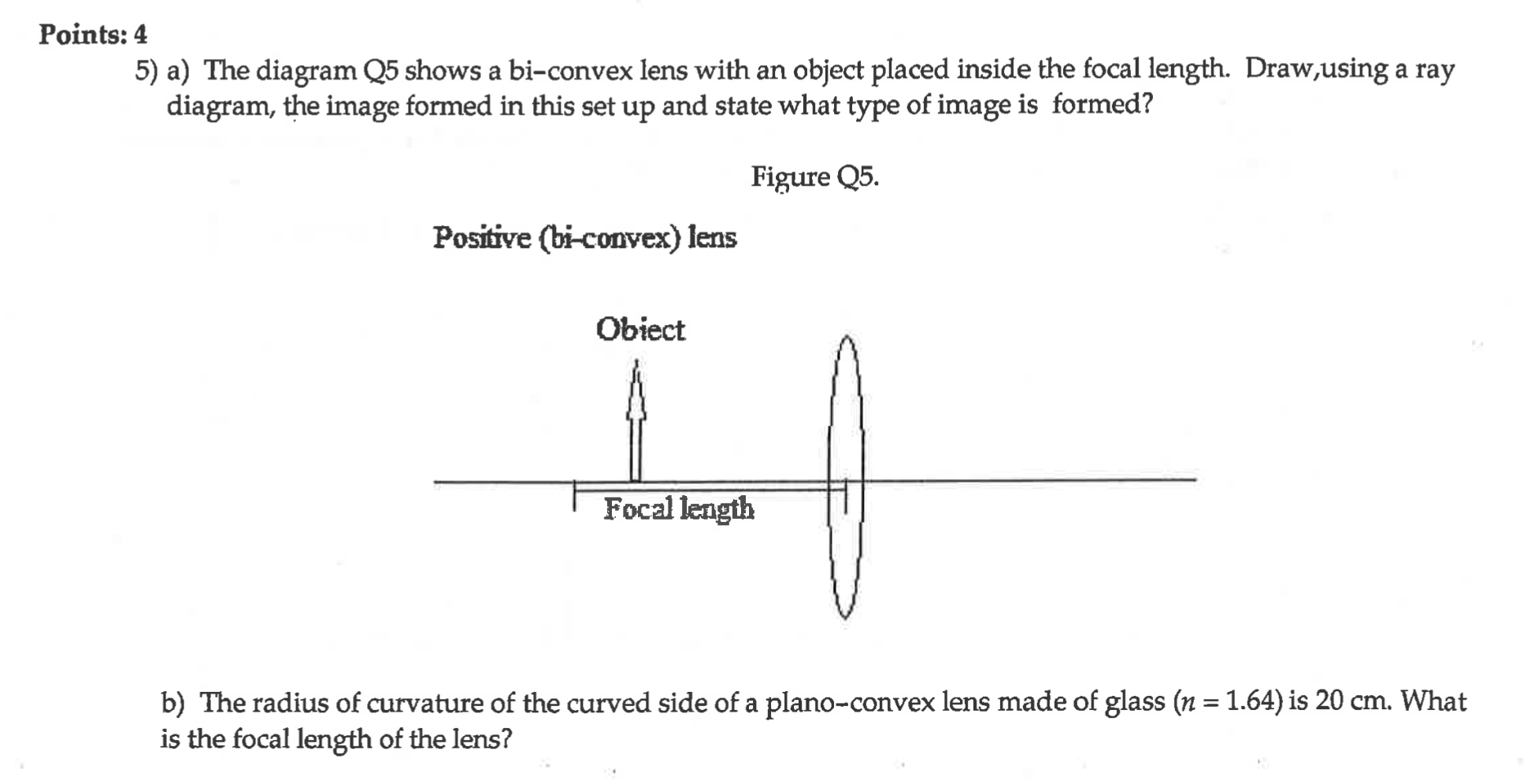 Solved Points: 4 5) ﻿a) ﻿The diagram Q5 ﻿shows a bi-convex | Chegg.com